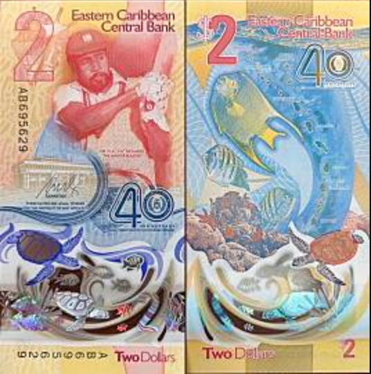 East Caribbean 2 Dollars 2023-2024 Banknotes: Design and Collectible ...