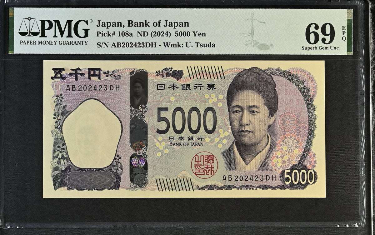 Japan 5000 Yen ND 2024 P 108 a Tsuda Superb Gem UNC PMG 69 EPQ TOP POP ...
