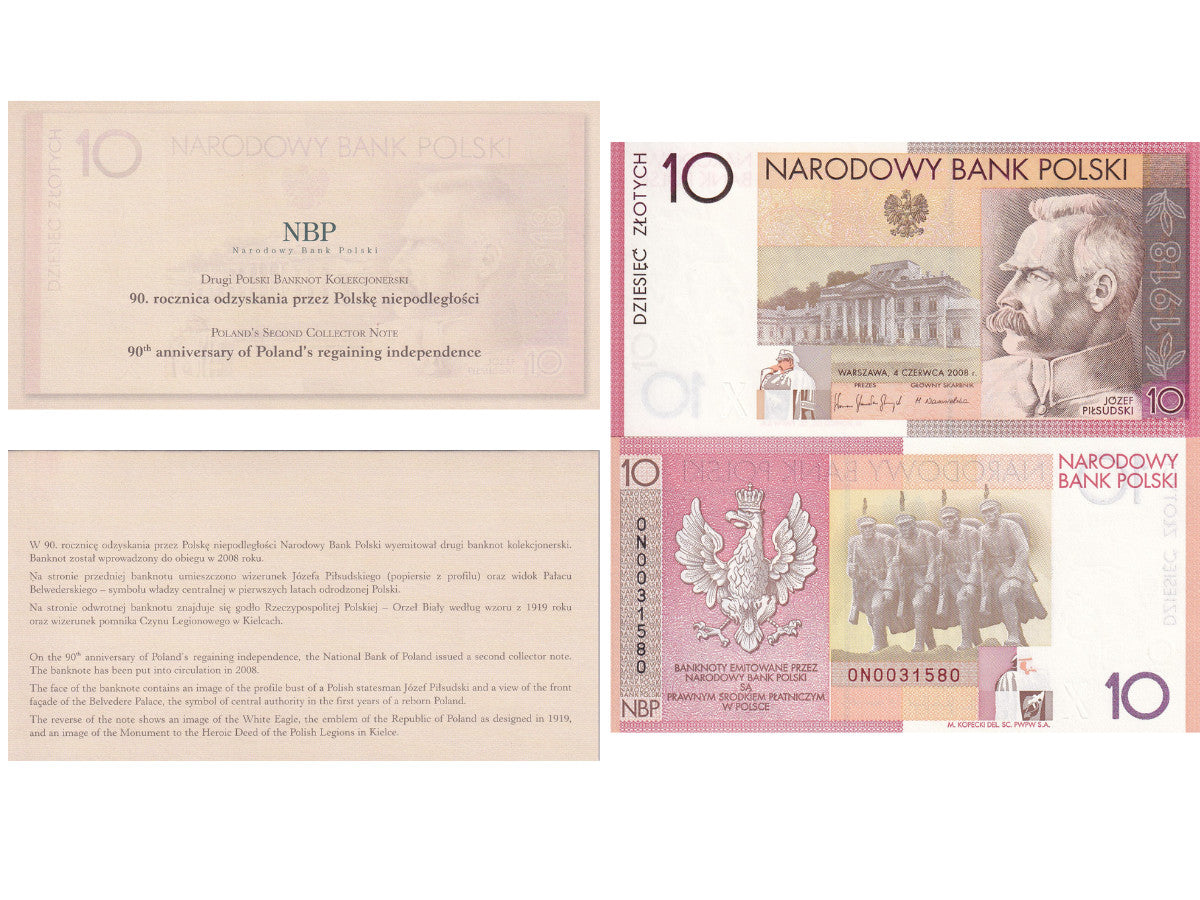 Poland 10 Zlotych 2008 P 179 a Commemorative UNC W/FOLDER – Noteshobby