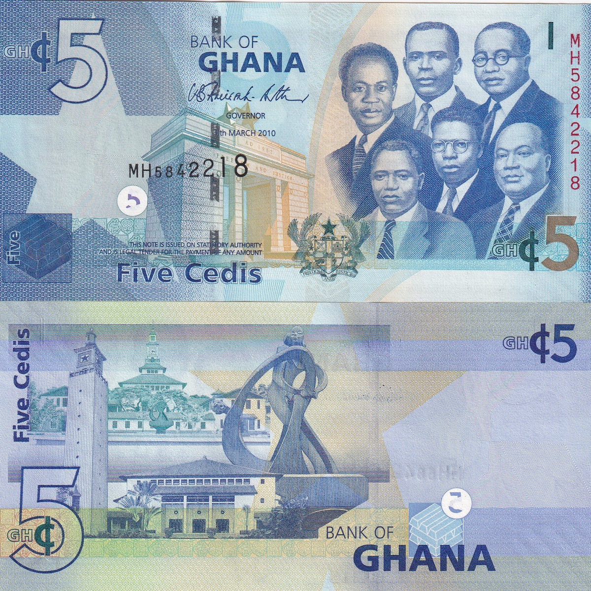 Ghana 5 Cedis 2010 P 38 b UNC – Noteshobby