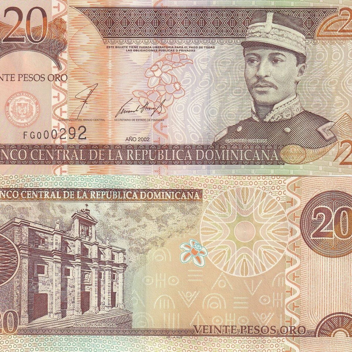 Dominican Republic 20 Pesos 2002 P 169 b UNC – NotesHOBBY