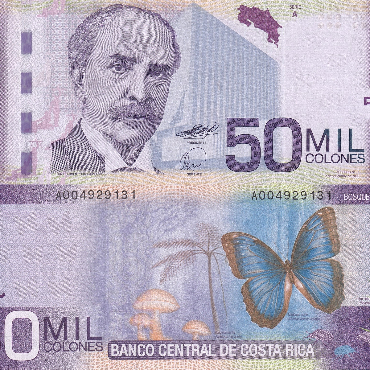 Costa Rica 50000 Colones 2009 P 279 AUnc – Noteshobby