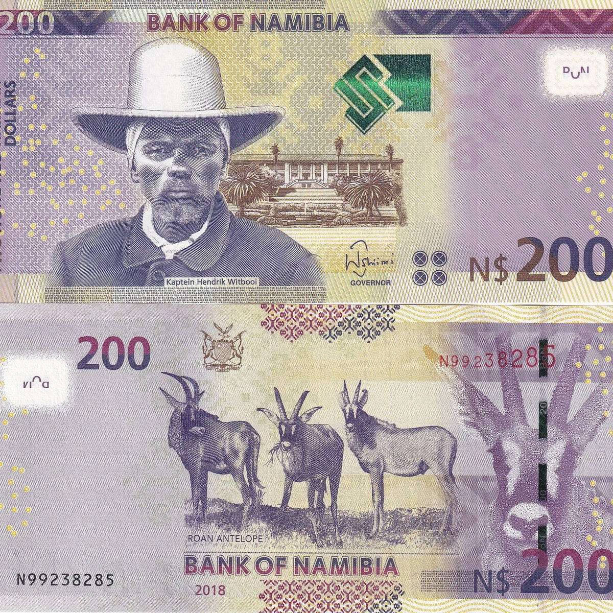 Namibia 200 Dollars 2018 P 15 UNC – Noteshobby