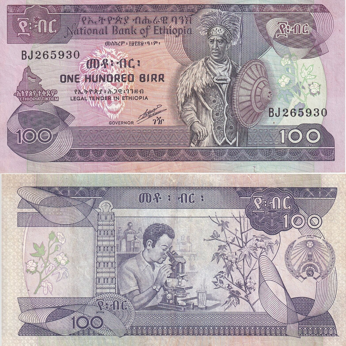 Ethiopia 100 Birr 1991 / EE1969 P 45 b VF/XF – Noteshobby