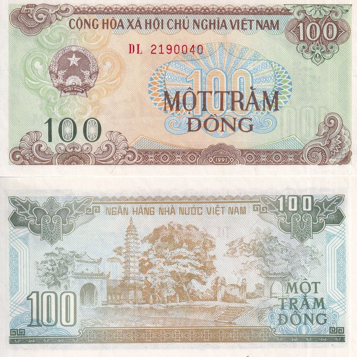 Vietnam 100 Dong 1991 P 105 a UNC – NotesHOBBY
