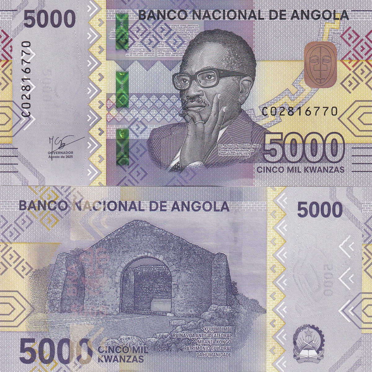 Angola 5000 Kwanzas 2025 P 164 NEW Date UNC – NotesHOBBY
