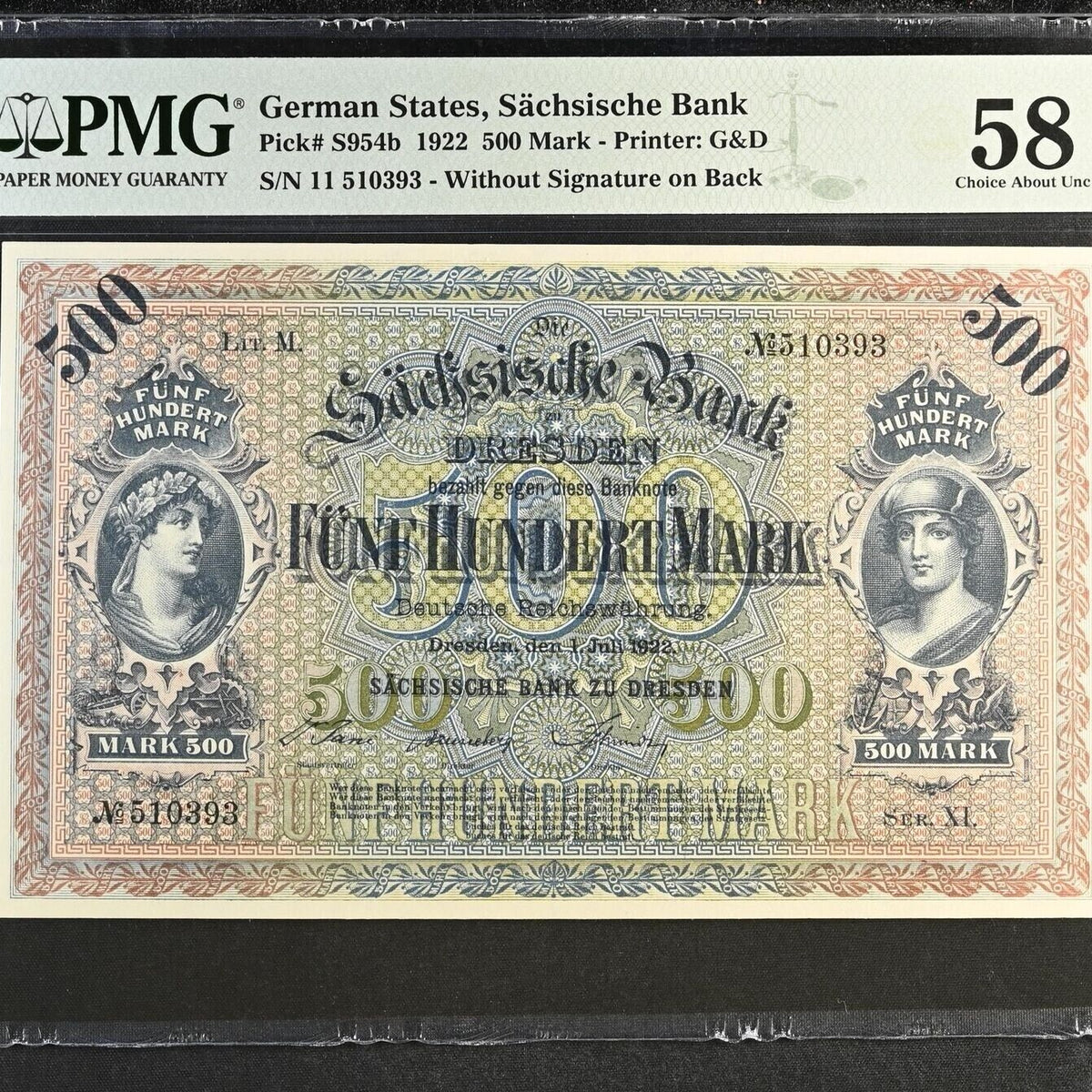 Germany 500 Mark 1922 P S954 b Without Signature Choice About UNC PMG ...