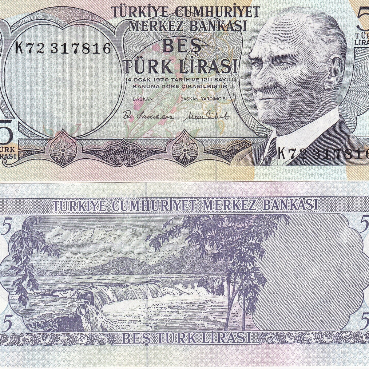 TURKEY 5 LIRA 1970 (1976) P 185 UNC – NotesHOBBY
