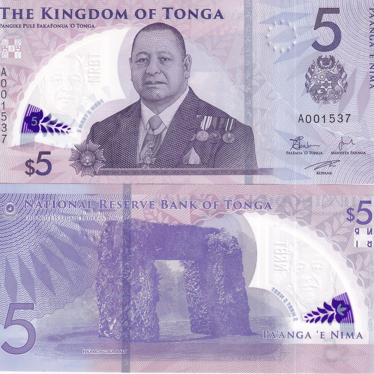 Tonga 5 Pananga 2023 2024 P 51 NEW Design Whale UNC – Noteshobby