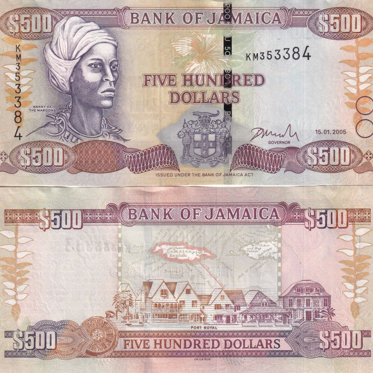 Jamaica 500 Dollars 2005 P 85 UNC – NotesHOBBY