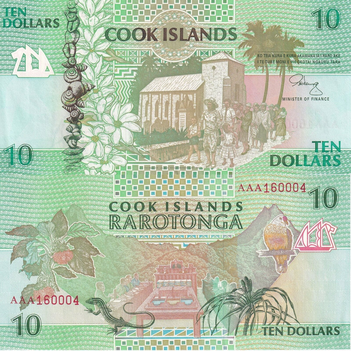 Cook Islands 10 Dollars 1992 P 8 AUnc – NotesHOBBY