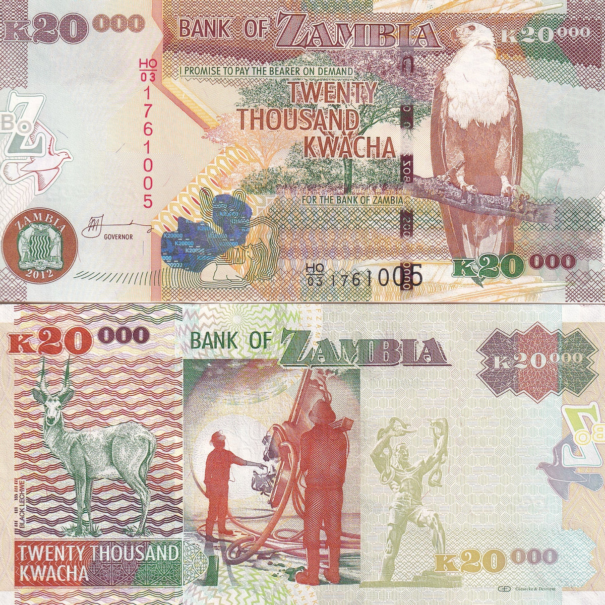 Zambia 20000 Kwacha 2012 P 47 h UNC – Noteshobby