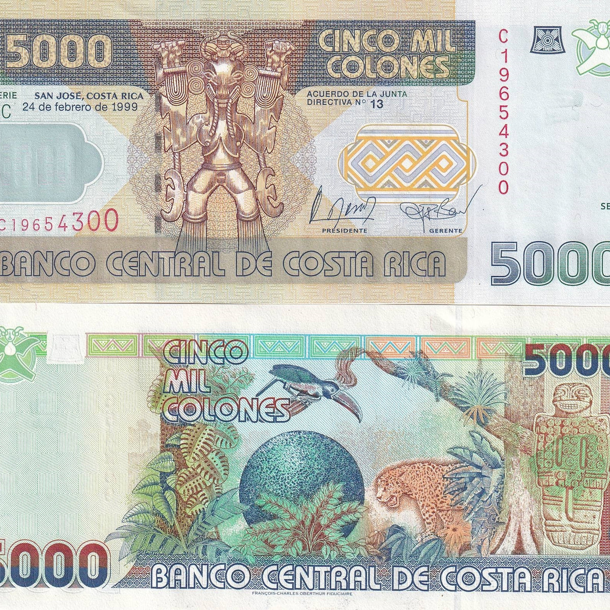 Costa Rica 5000 Colones 1999 P 268 a UNC – NotesHOBBY