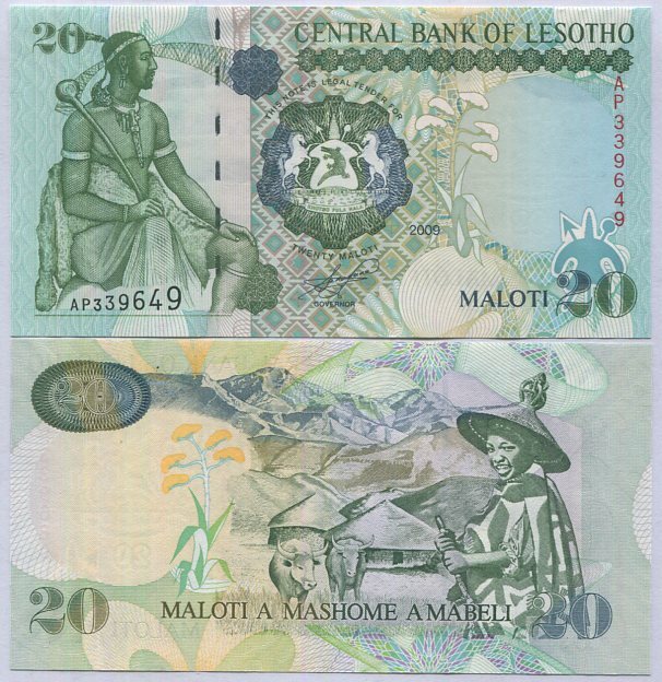 Lesotho 20 Maloti 2009 P 16 g UNC – NotesHOBBY