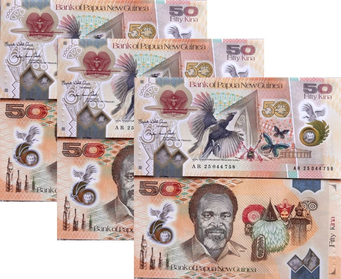 Papua New Guinea 50 Kina 2025 P 58 NEW POLYMER Commemorative LOT 3 UNC ...