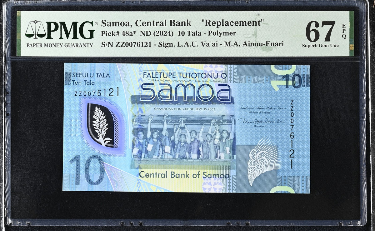 Samoa 10 Tala ND 2024 P 48 a* REPLACEMENT Polymer Superb Gem UNC PMG 6 ...