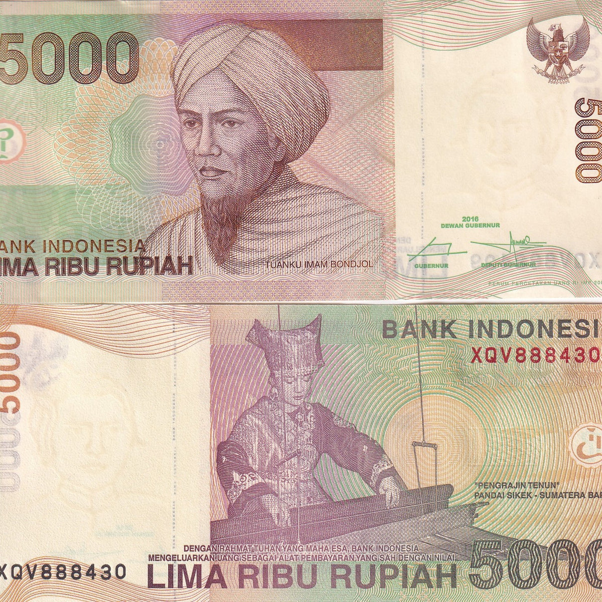 Indonesia 5000 Rupiah 2001/2016 P 142 p UNC – Noteshobby