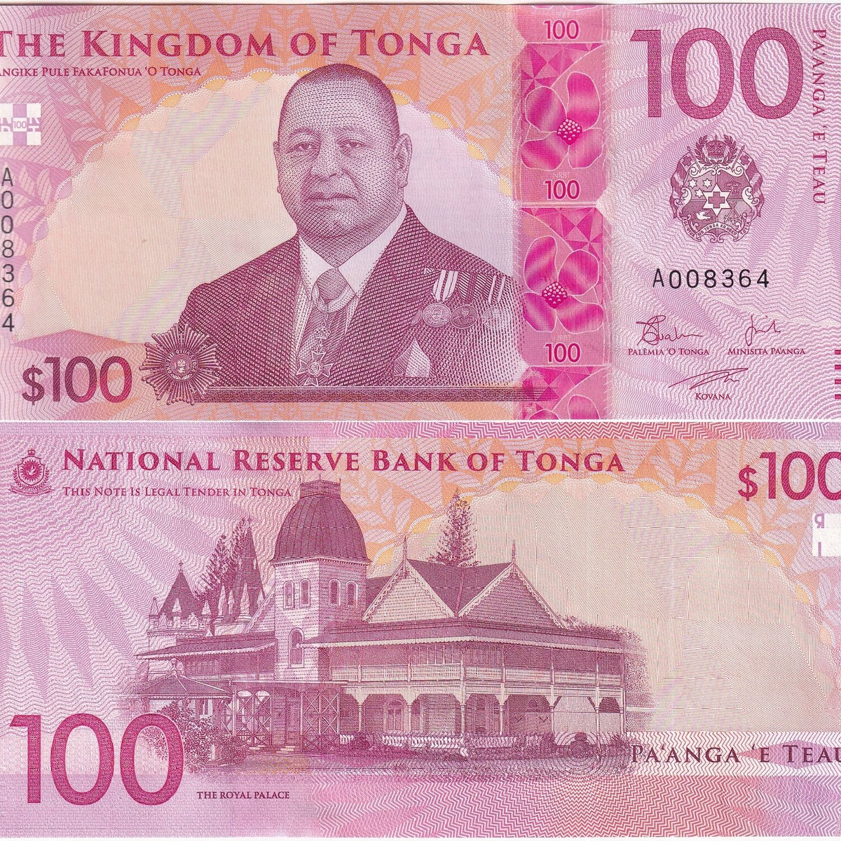 Tonga 100 Pananga ND 2023 (2024) P 55 National Reserve UNC – Noteshobby
