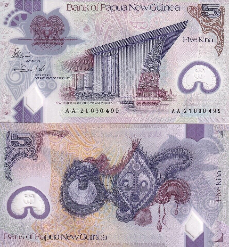Papua New Guinea 5 Kina 2021 P 51 c AA Prefix Polymer UNC – Noteshobby