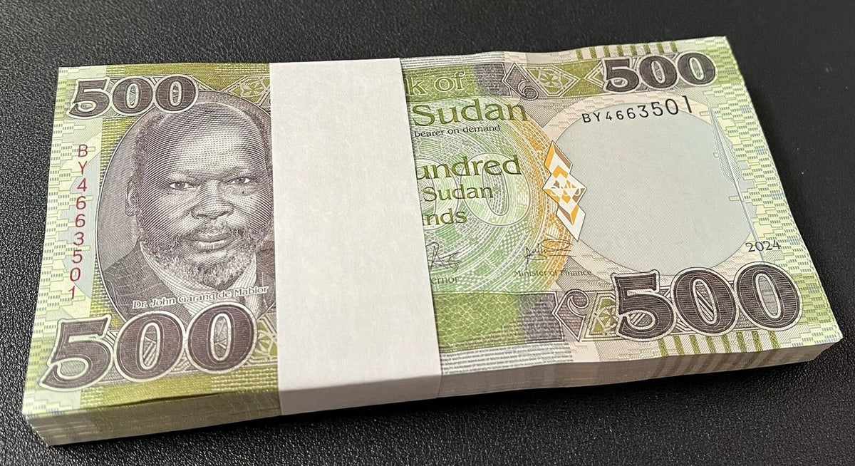 South Sudan 500 Pounds 2024 P 20 NEW Letter currency UNC LOT 100 PCS 1 ...