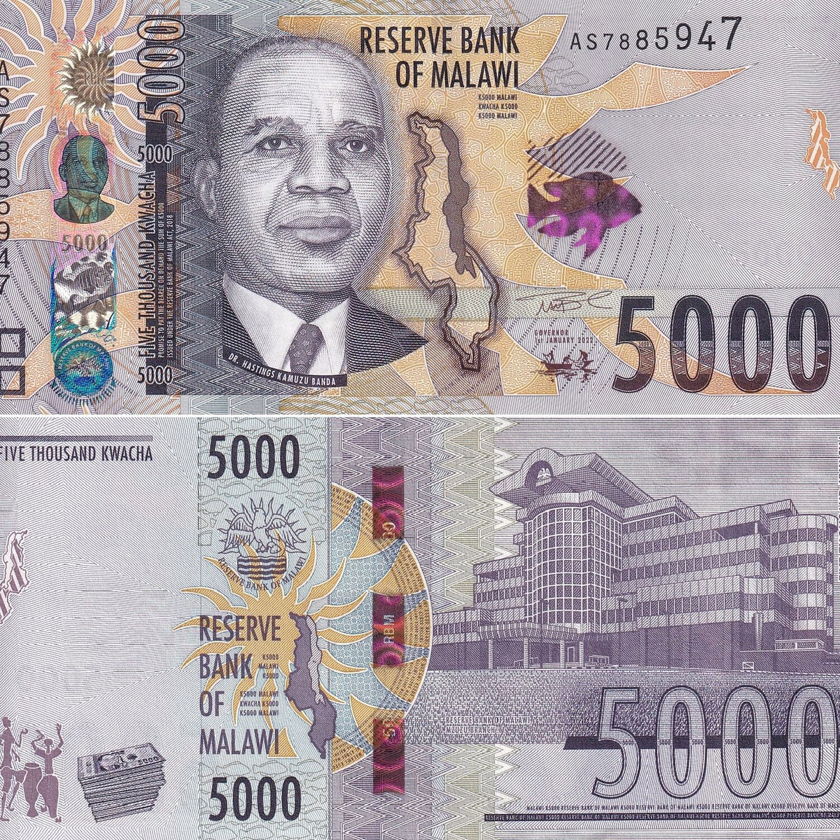 Malawi 5000 Kwacha 2022 P 71 Mzuzu UNC – Noteshobby