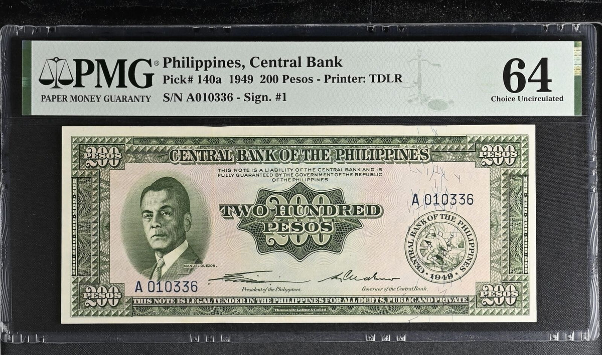Philippines 200 Pesos 1949 P 140 a Choice UNC PMG 64 – NotesHOBBY