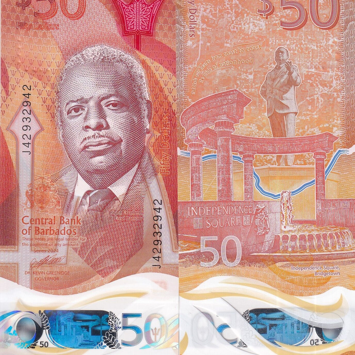 Barbados 50 Dollars 2024 Polymer P 84 UNC – Noteshobby