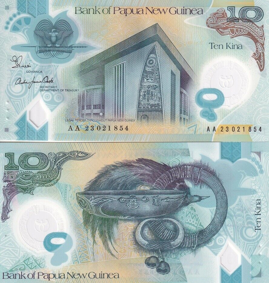 Papua New Guinea 10 KINA 2023 P 52 AA Prefix Polymer UNC – Noteshobby