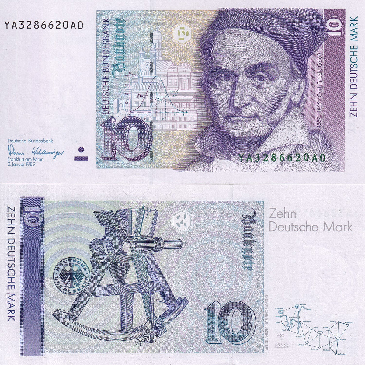Germany 10 Mark 1989 Pre Euro Replacement YA P 38 a* UNC – Noteshobby