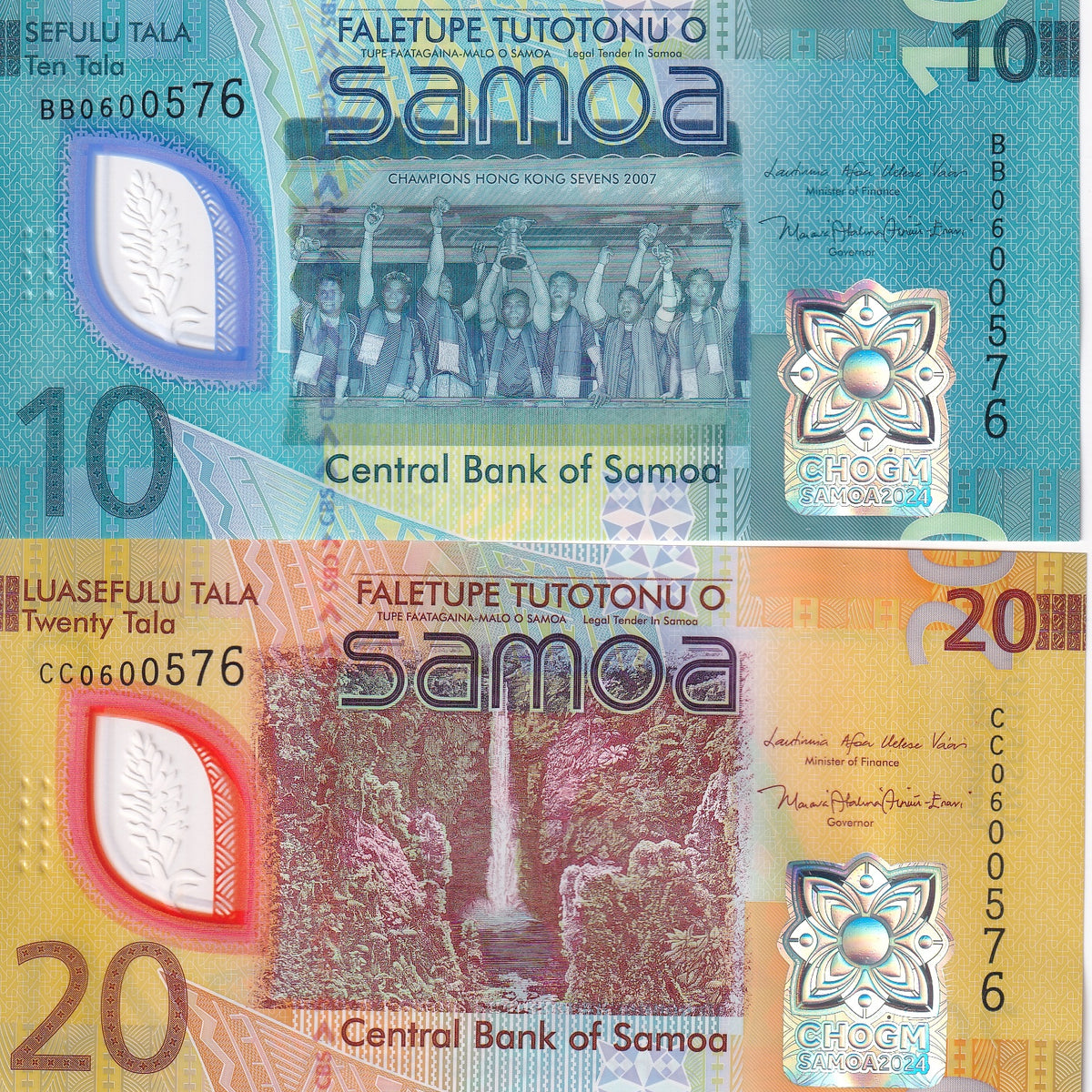 Samoa SET 4 UNC (5 10 20 Polymer) 60 Tala 2024 P 50 51 52 53 CHOGM Com ...
