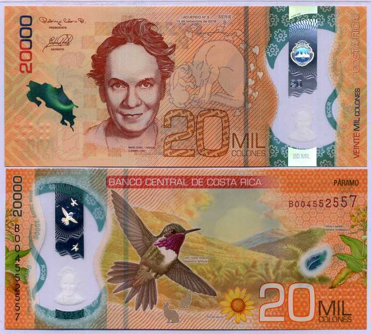 Costa Rica 20000 Colones 2018/2020 P 284 Polymer UNC – Noteshobby