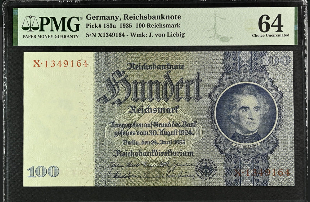 Germany Reichsbanknote 100 Reichsmark 1935 P 183 a Choice UNC PMG 64 ...