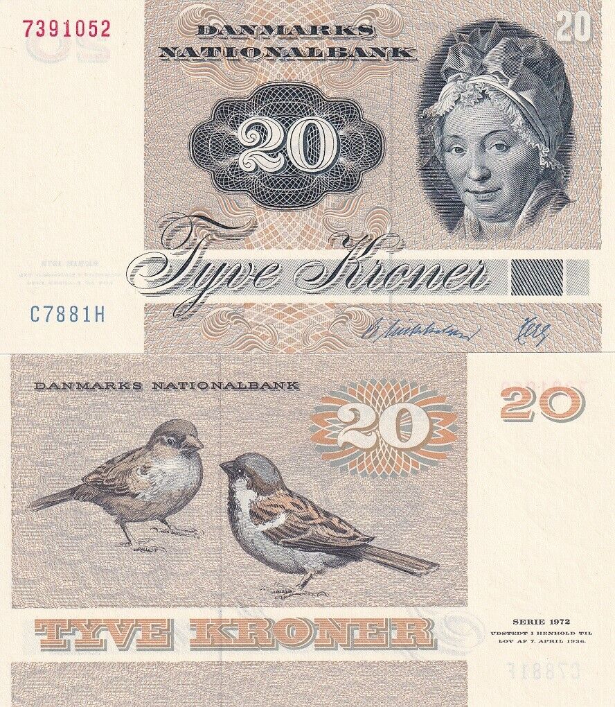 Denmark 20 Kroner 1988 Sign Mikkelsen & Herly P 49 h UNC – Noteshobby