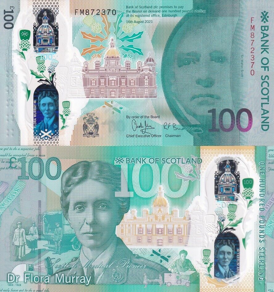 Scotland 100 Pounds 2020 / 2022 Royal Bank of Scotland Polymer P NEW U ...