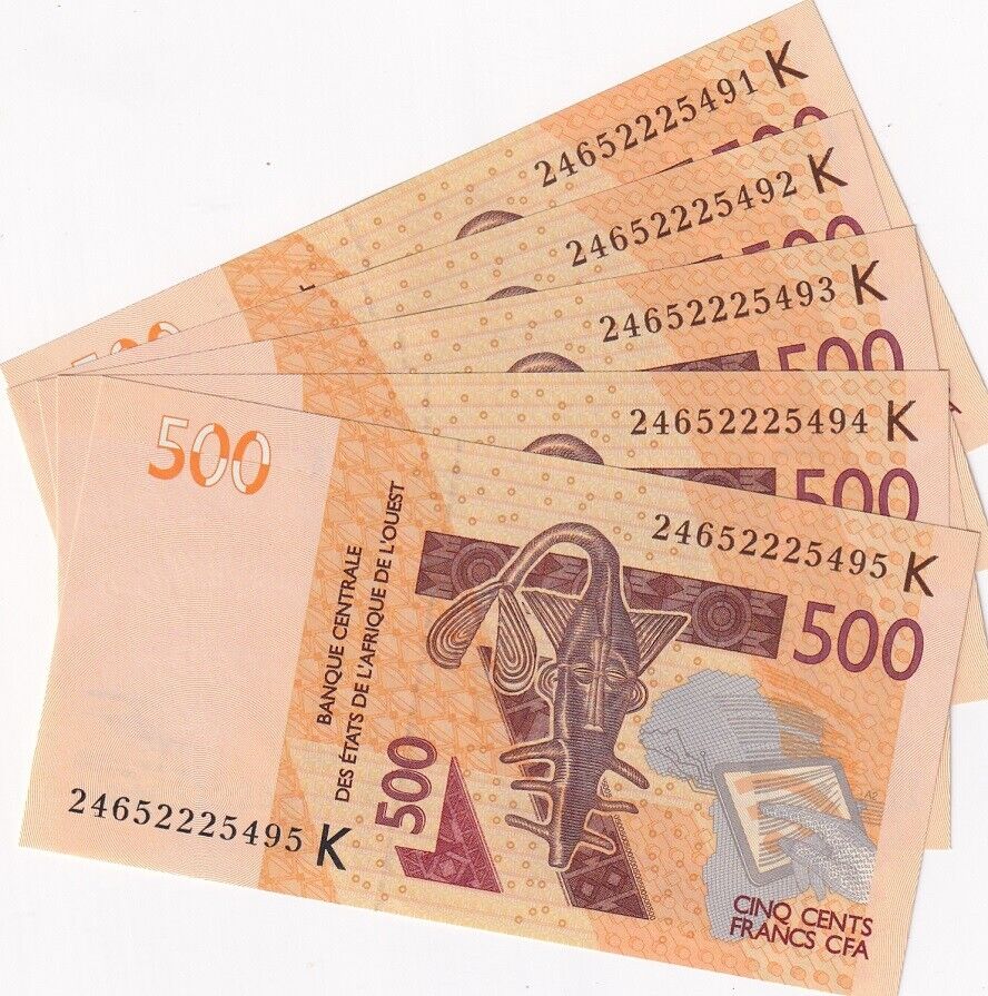 West African States Senegal 500 Francs 2024 P 719 K UNC LOT 5 PCS ...