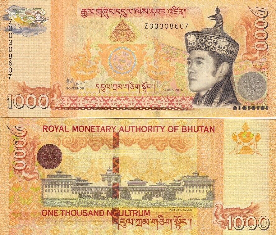 Bhutan 1000 Ngultrum 2016 P 34* Replacement Z prefix UNC – NotesHOBBY