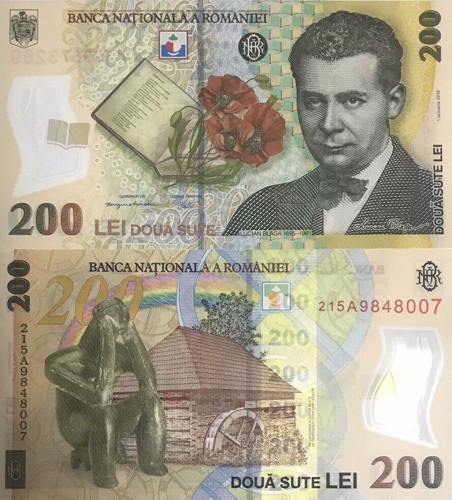 Romania 200 Lei 2021 P 122 Polymer UNC – Noteshobby