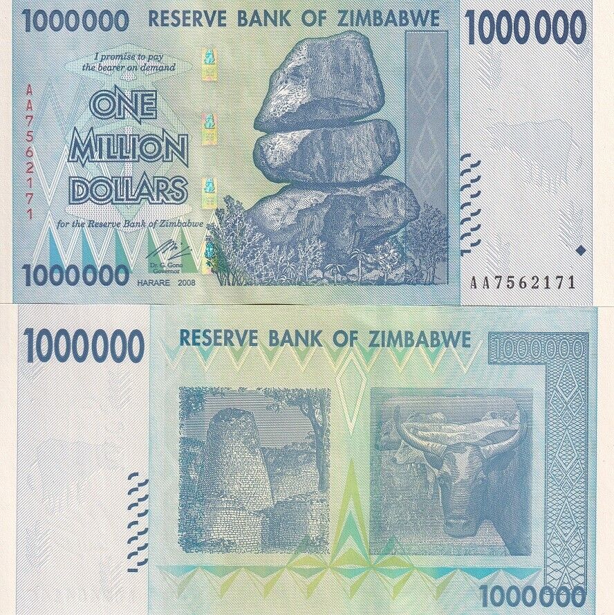 Zimbabwe 1000000 (1 Million) Dollars 2008 P 77 UNC – NotesHOBBY
