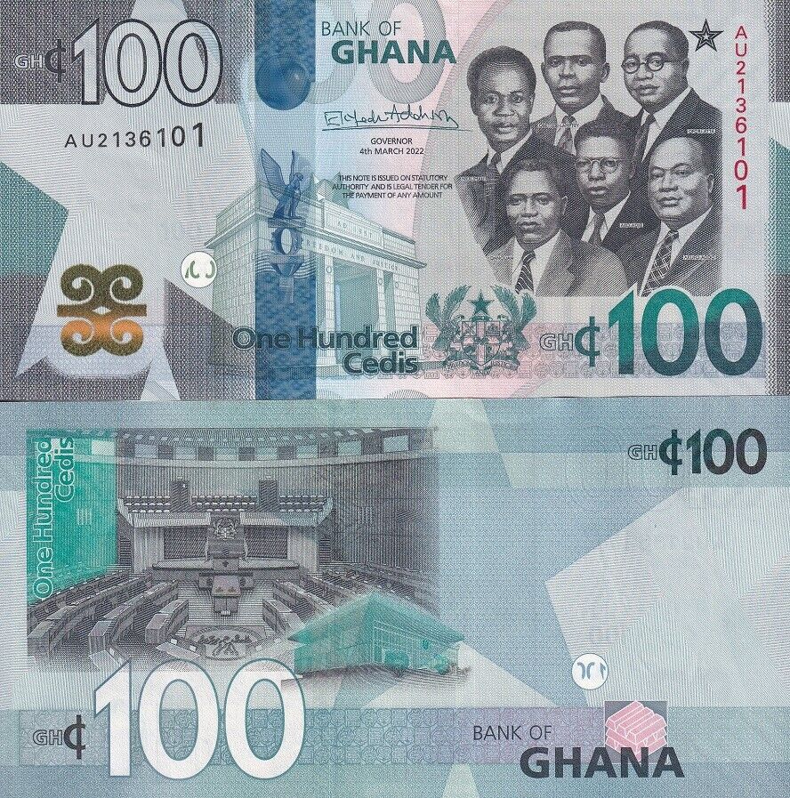 Ghana 100 CEDIS 2022 P 50 New Date UNC – Noteshobby