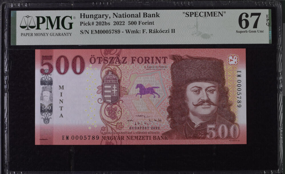 Hungary 500 Forint 2022 P 202 bs Specimen Superb Gem UNC PMG 67 EPQ ...