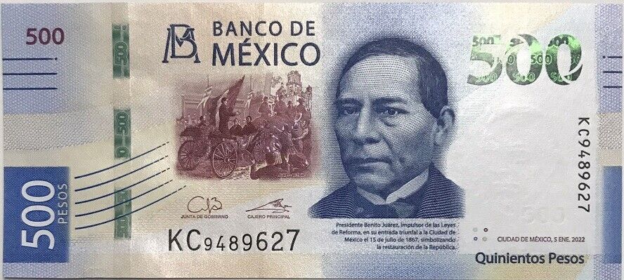 Mexico 500 Pesos 2022 Sign Galia Borja Random Series P 136 UNC – NotesHOBBY