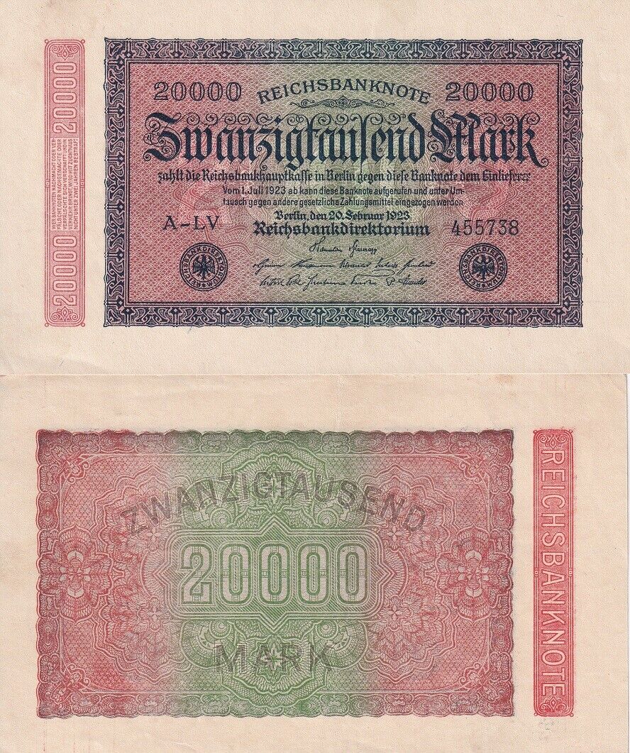 Germany 20000 Mark 1923 P 85 a XF/AU – Noteshobby